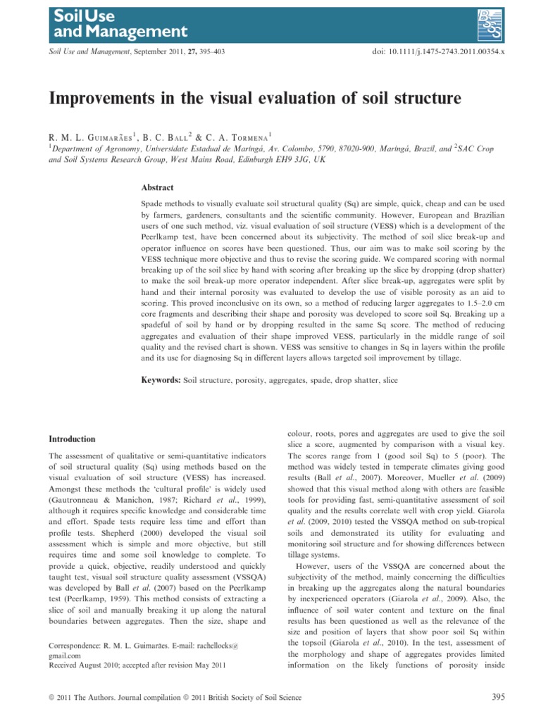 Soil Use and Management - 2011 - Guimar Es - Improvements in The Visual ...