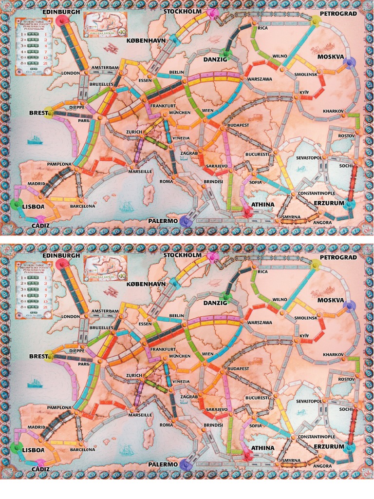 Map Ticket To Ride Europe | PDF