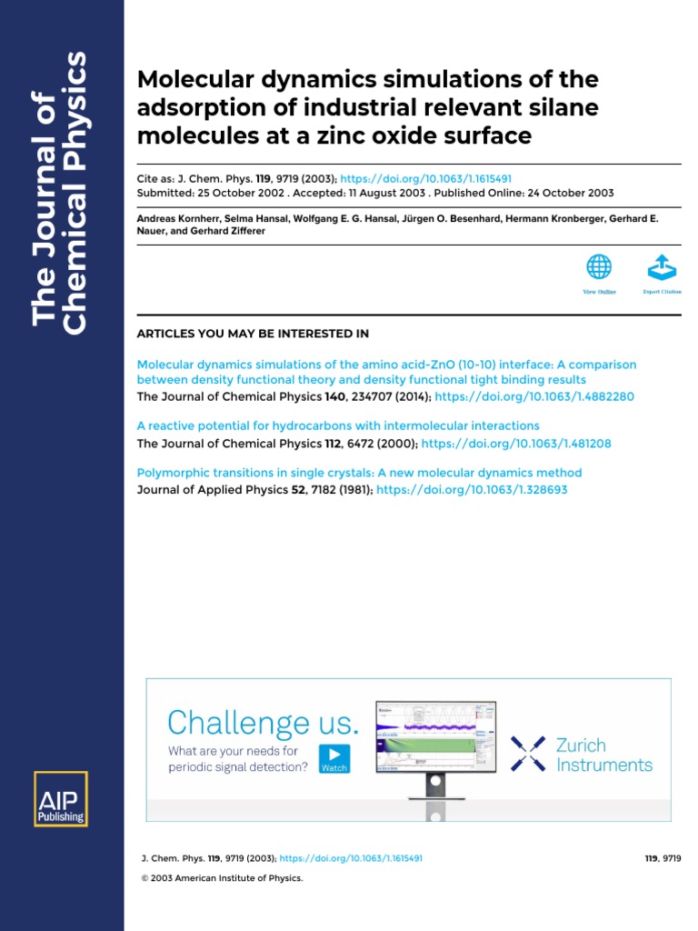 Molecular Dynamics Simulations of The Adsorption of Industrial Relevant Silane Molecules at A ...
