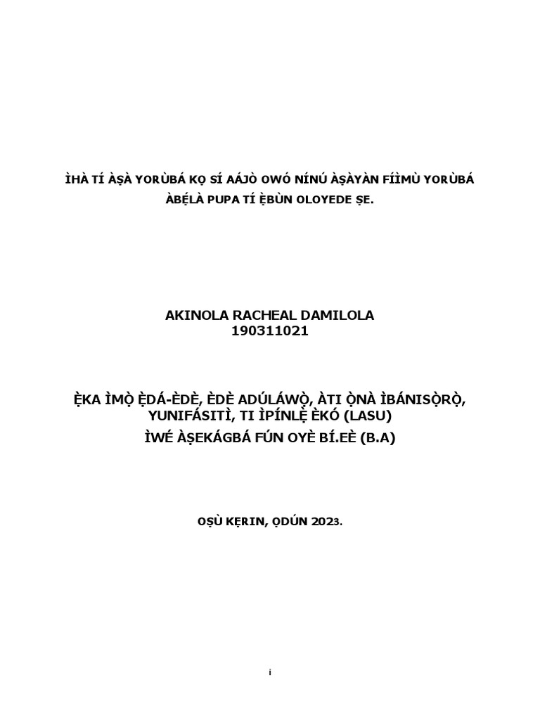 Akinola Project Final | PDF