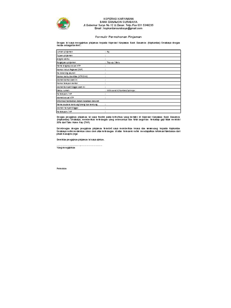 Formulir Pinjaman Top Up | PDF