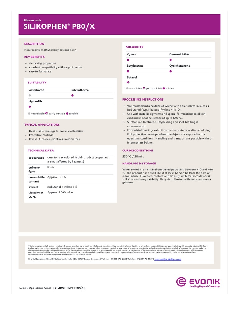 Silikophen P 80X | PDF | Silicone | Solubility