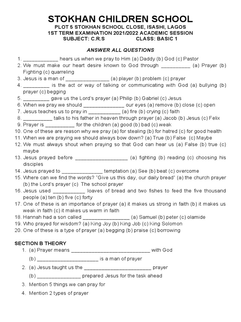 Stokhan Children School (CRS) | PDF | Paul The Apostle | Moses