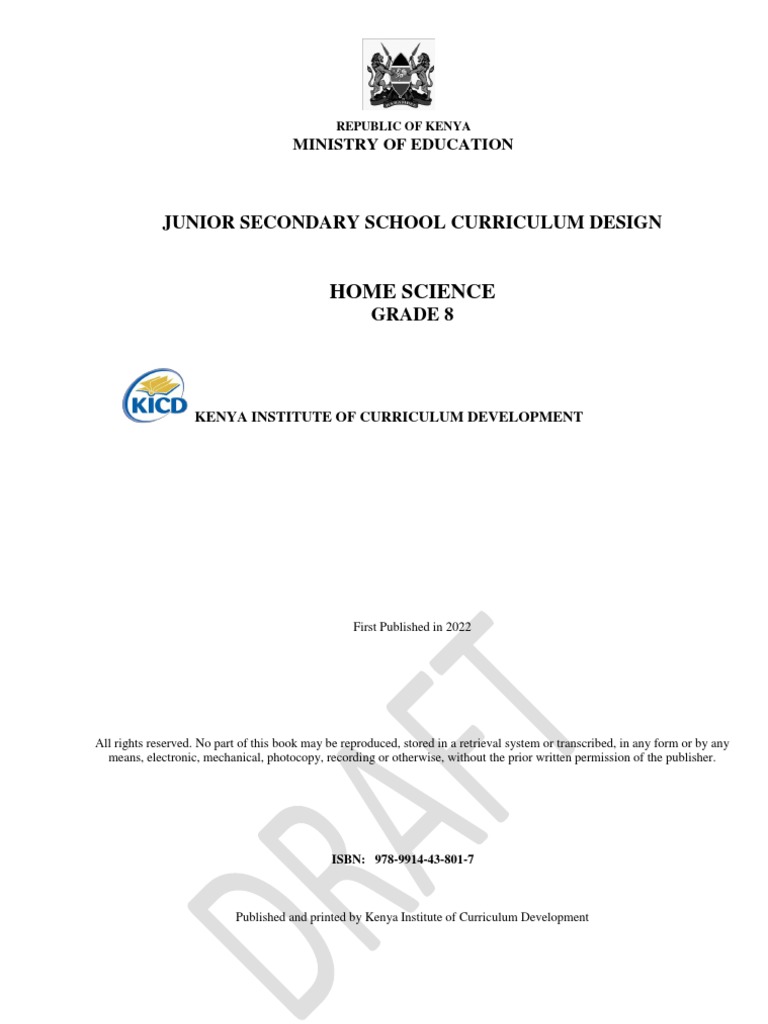 Home Science Grade 8 Curriculum Design 1 | PDF