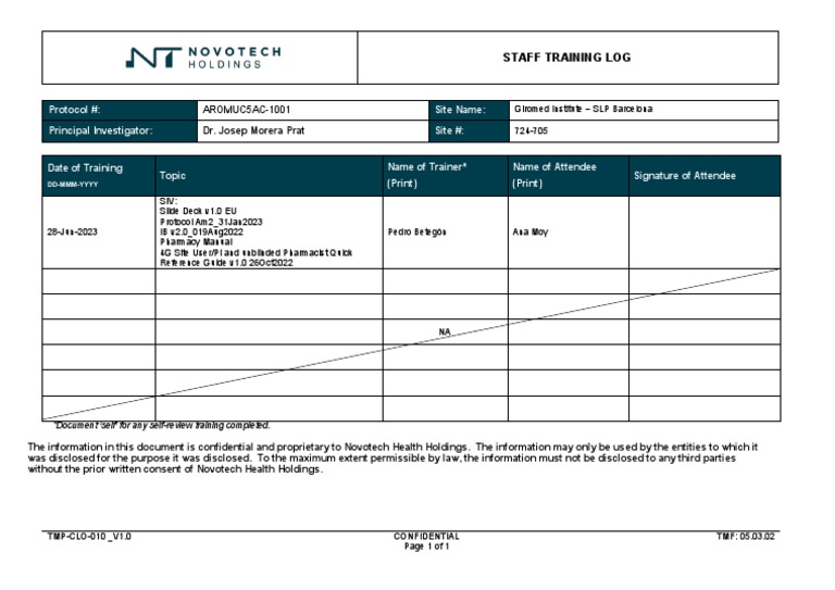 Aromuc5ac-1001 724-705 Training Log Siv 28-Jun-2023 | PDF