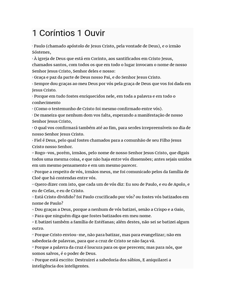 1 Coríntios 1 | PDF
