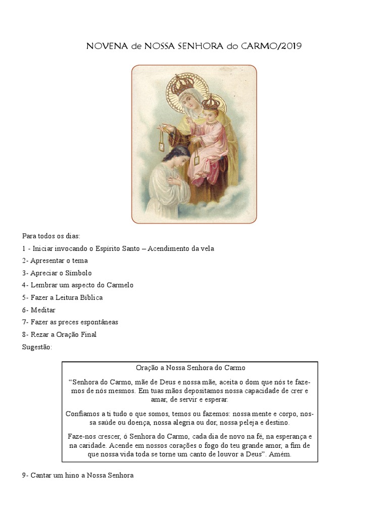 Novena de Nossa Senhora Do Carmo | PDF