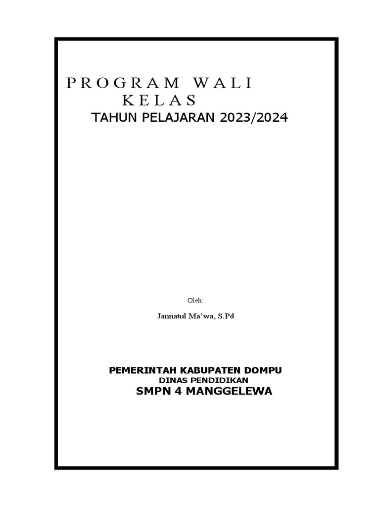 Program Kerja Wali Kelas SMP - Guredu - Com-1 | PDF