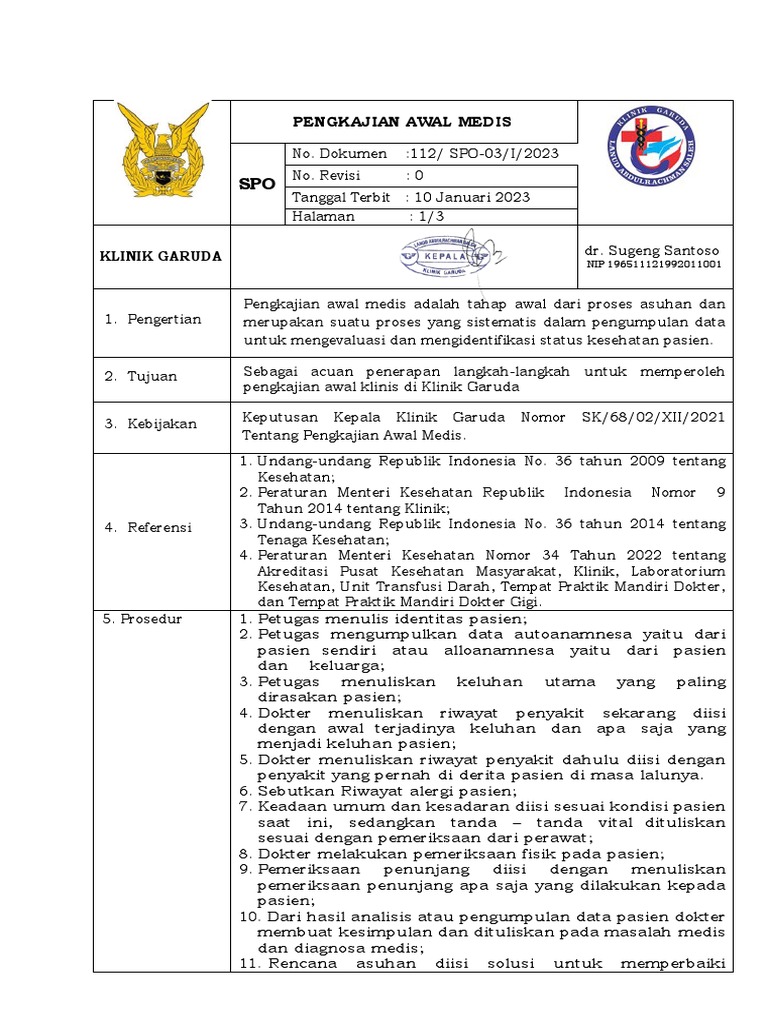 Sop Pengkajian Awal | PDF | Sains & Matematika
