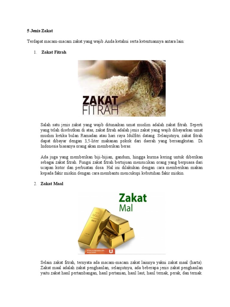 5 Jenis Zakat | PDF