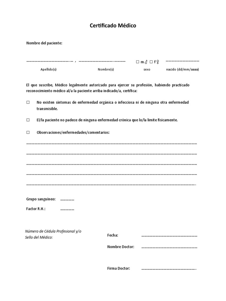 Certificado Medico Word 1 | PDF