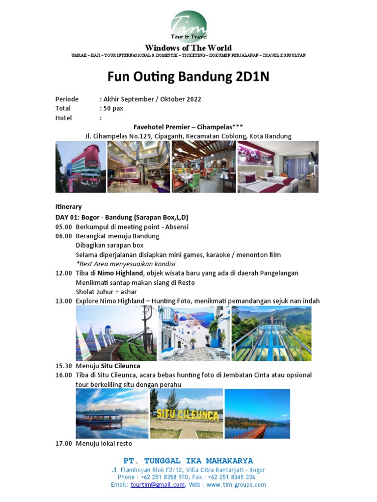 Fun Outing Bandung 2D1N | PDF