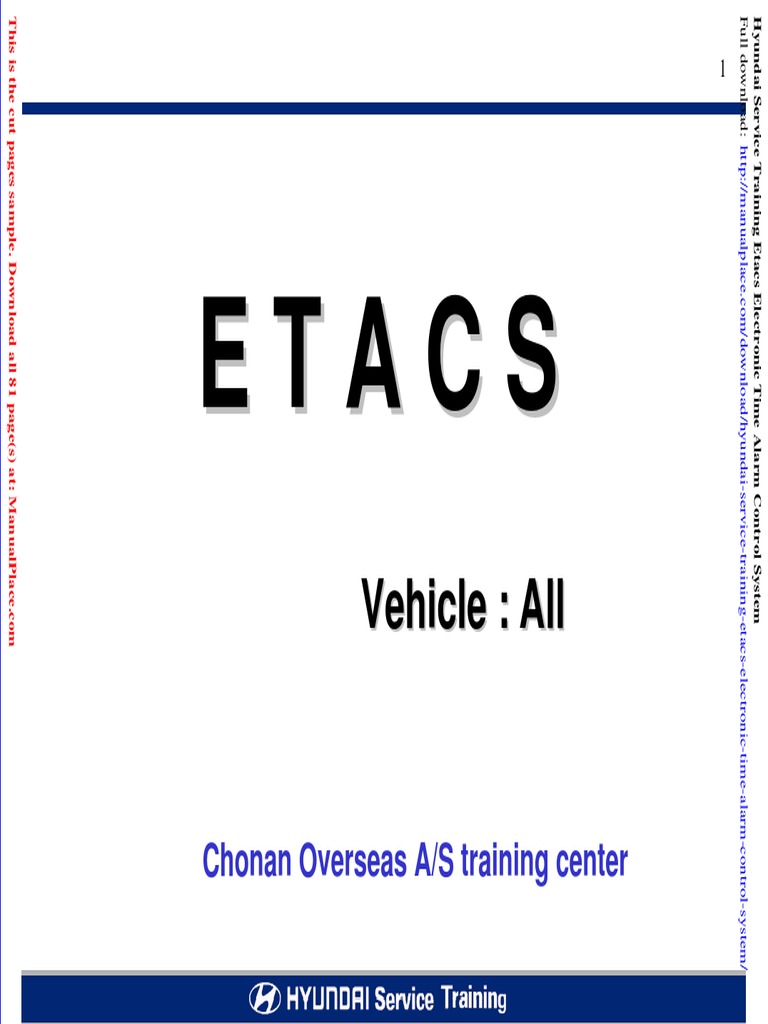 Hyundai Service Training Etacs Electronic Time Alarm Control System ...