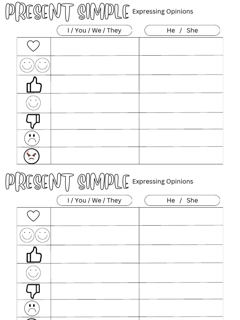 G6 U1 Presente Simple Chart | PDF