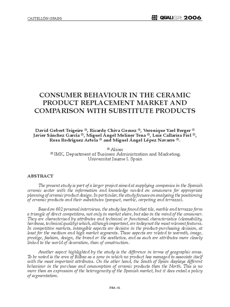 Consumer Behaviour in The Ceramic Product Replacement Market and ...