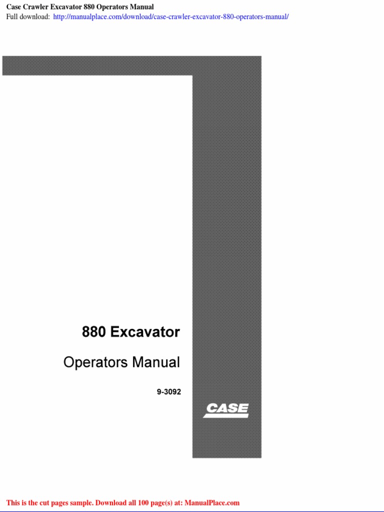 Case Crawler Excavator 880 Operators Manual | PDF