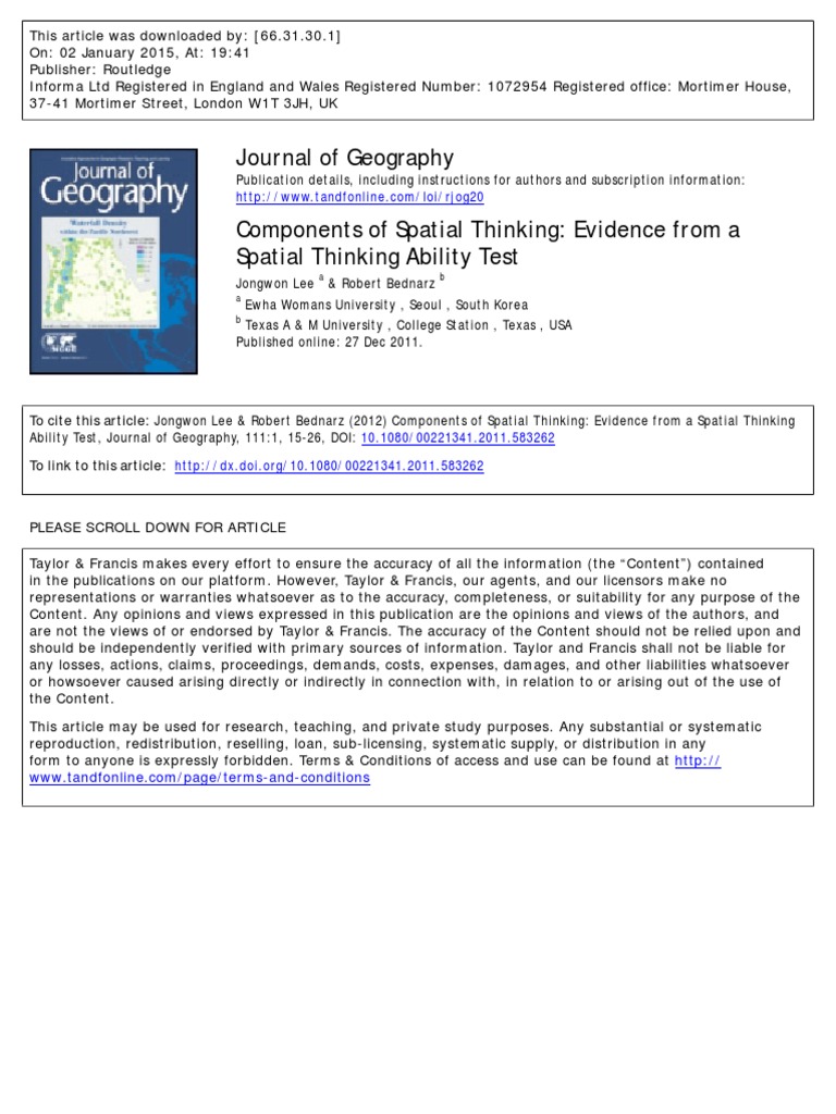 Spatial Thinking Ability Test | PDF | Thought | Spatial Analysis
