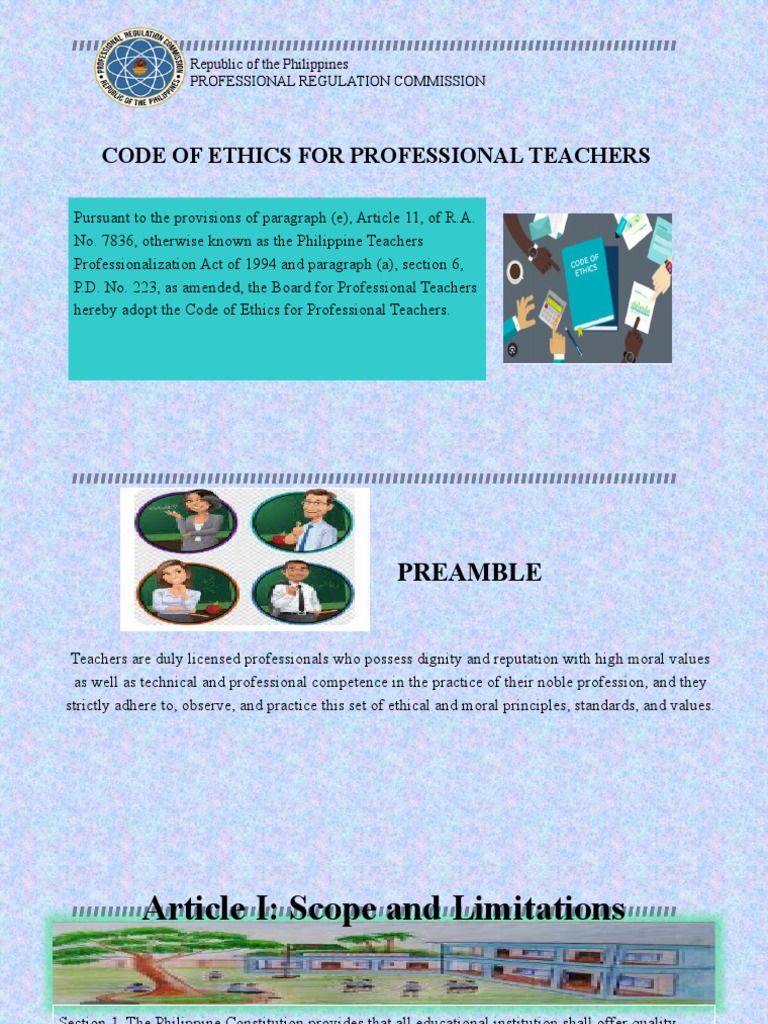 Code of Ethics For Professional Teachers Powerpoint Presentation | PDF ...