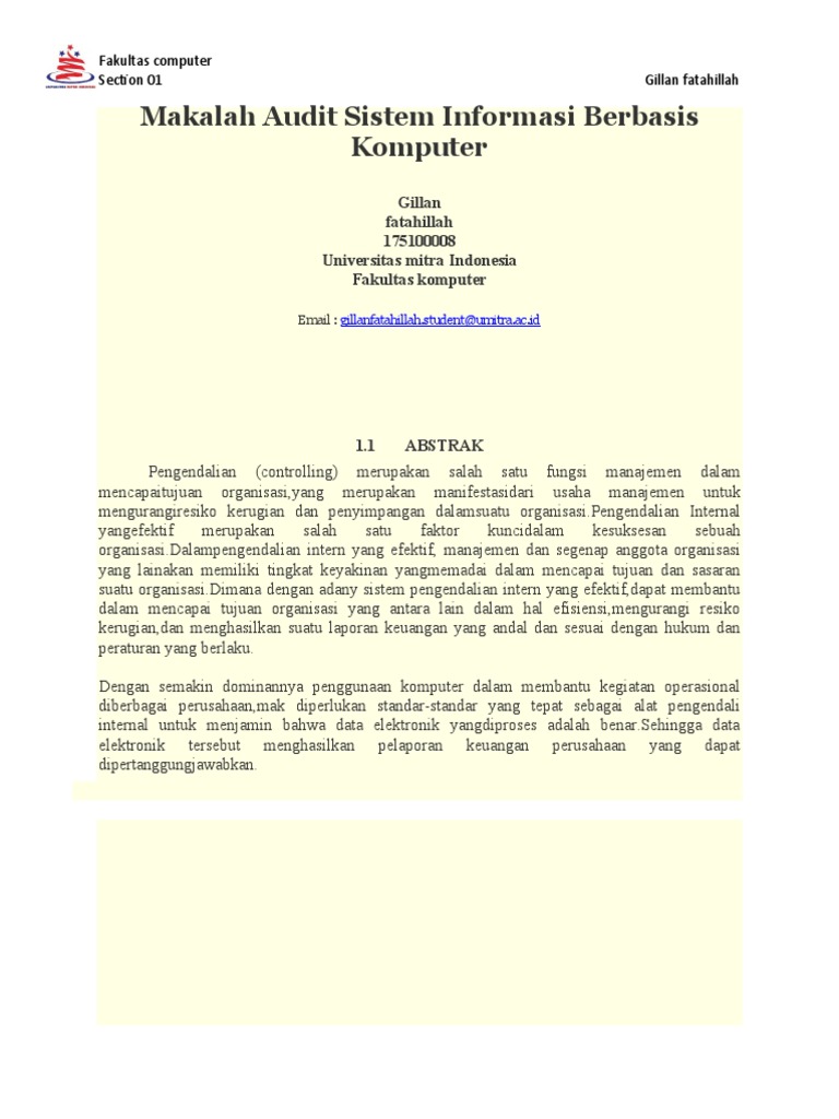 Makalah Audit Sistem Informasi Berbasis Komputer | PDF