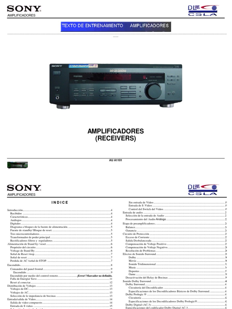 Sony Au-A1101 Receivers Training Manual | PDF