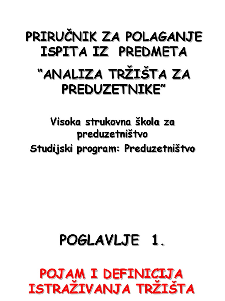 PRIRUCNIK Analiza Trzista Za Preduzetnike | PDF