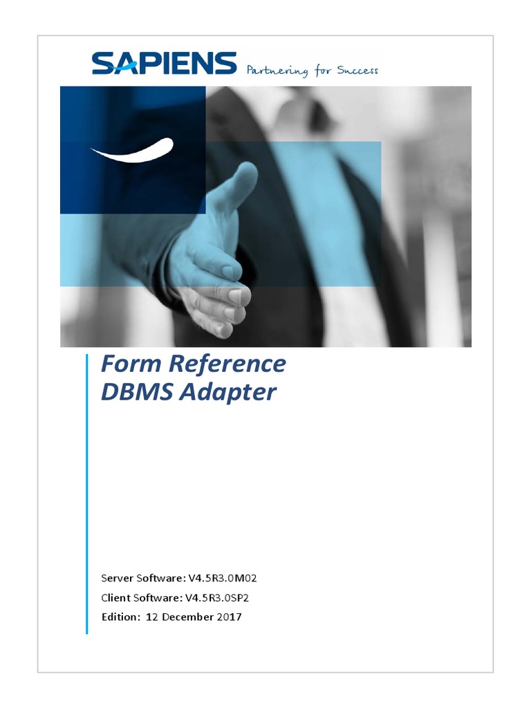 DBMSAdapter Form Ref | PDF