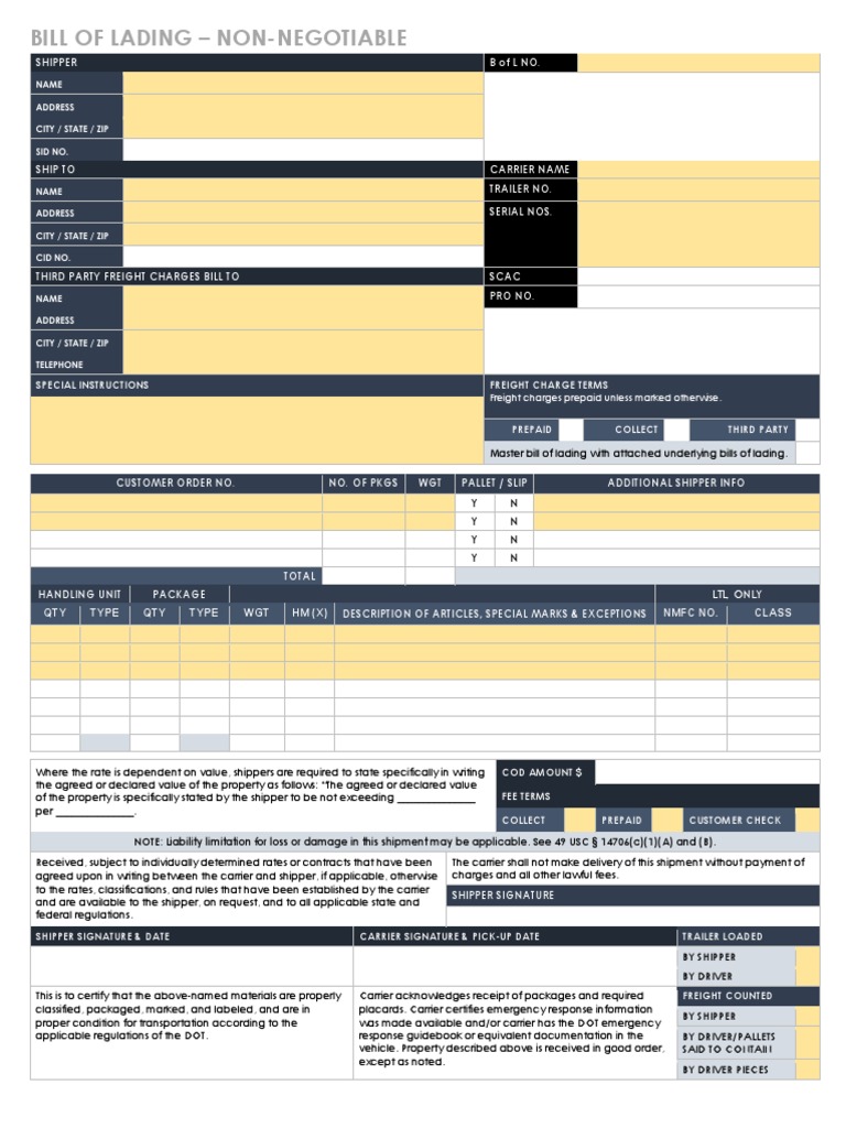Bill of Lading Exercise | PDF | Cargo | Bill Of Lading