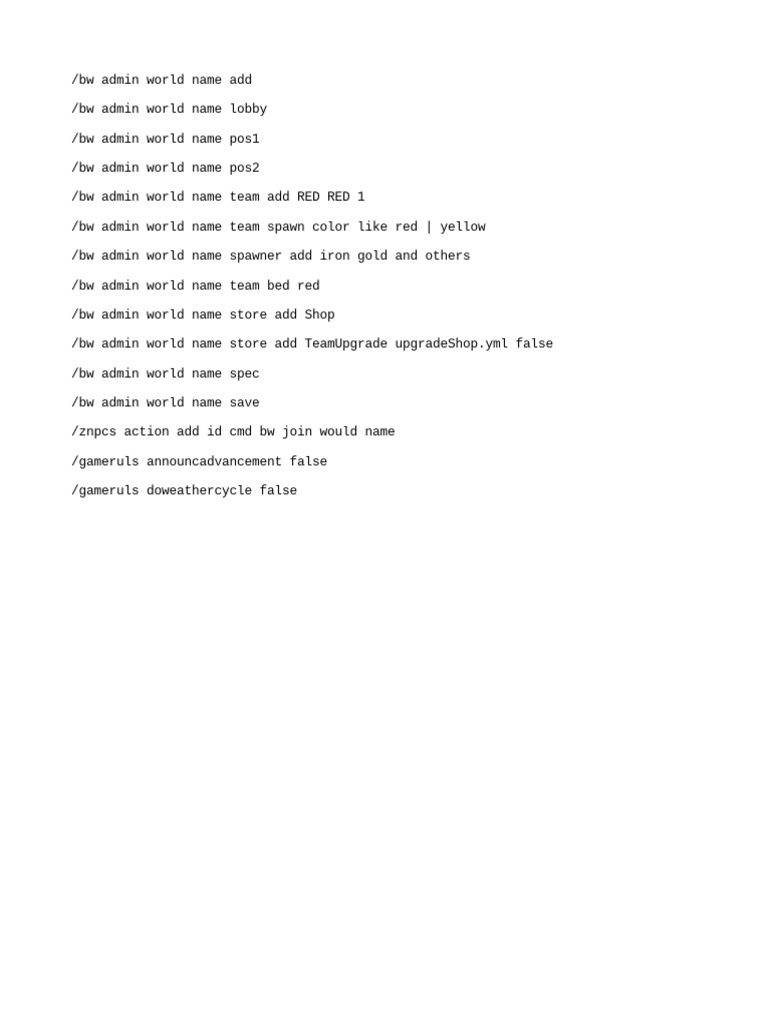 Bedwars CMD Script | PDF Bedwars CMD Script | PDF