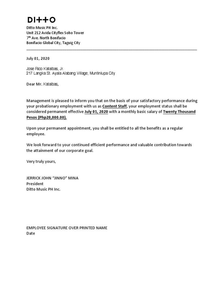 Jorik Katalbas - Regularization Letter | PDF