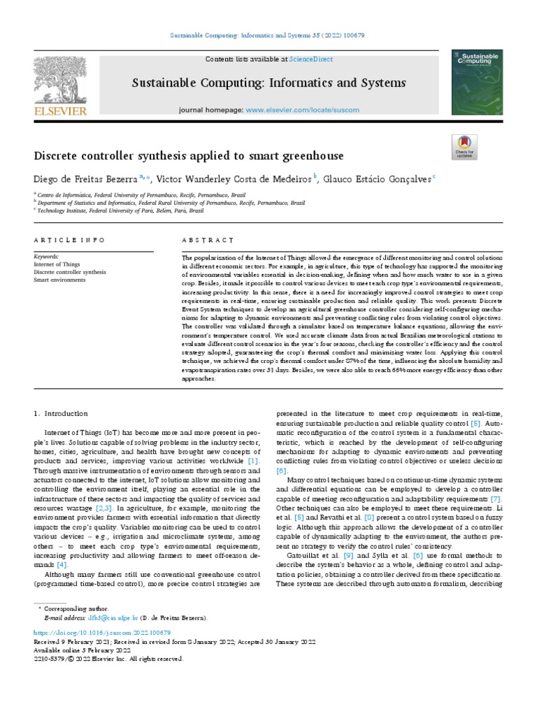 Discrete Controller Synthesis Applied To Smart Greenhouse Pdf Humidity Control Theory