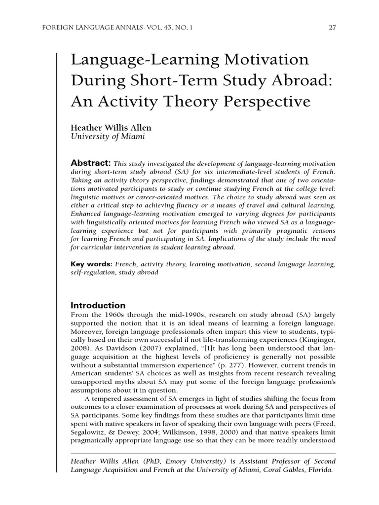 Foreign Language Annals - 2010 - Allen - Language Learning Motivation ...