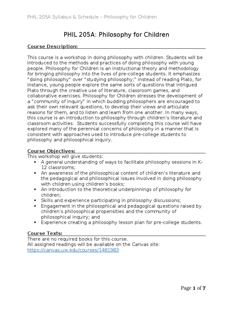 P4C - Introductory Course Syllabus | PDF | Pedagogy