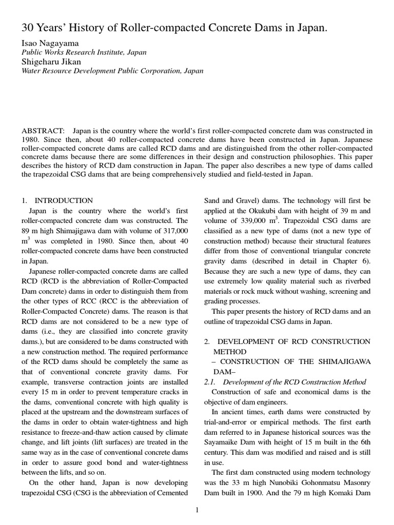 30 Years' History of Roller Compacted | PDF | Concrete | Dam