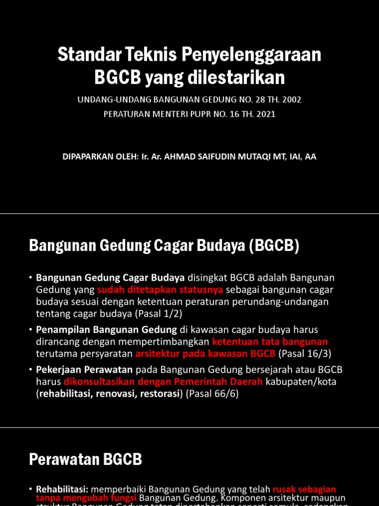 Standar Teknis Penyelenggaraan BGCB Yang Dilestarikan | PDF | Teknologi & Rekayasa
