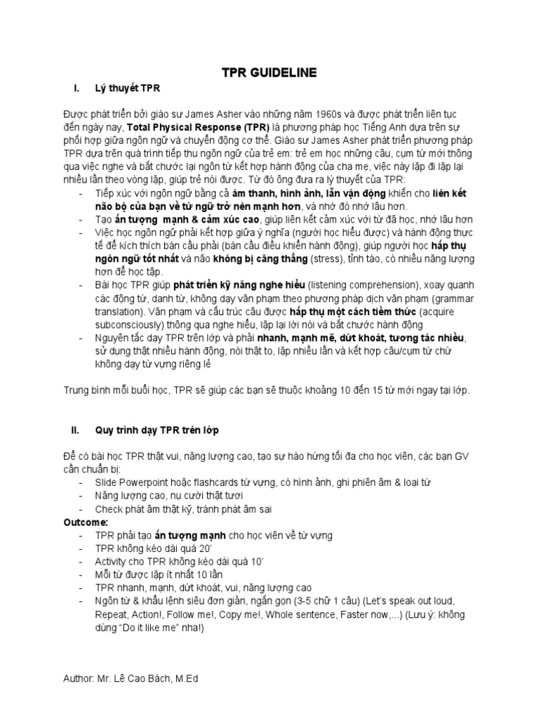 Guideline 1 - TPR Total Physical Response | PDF
