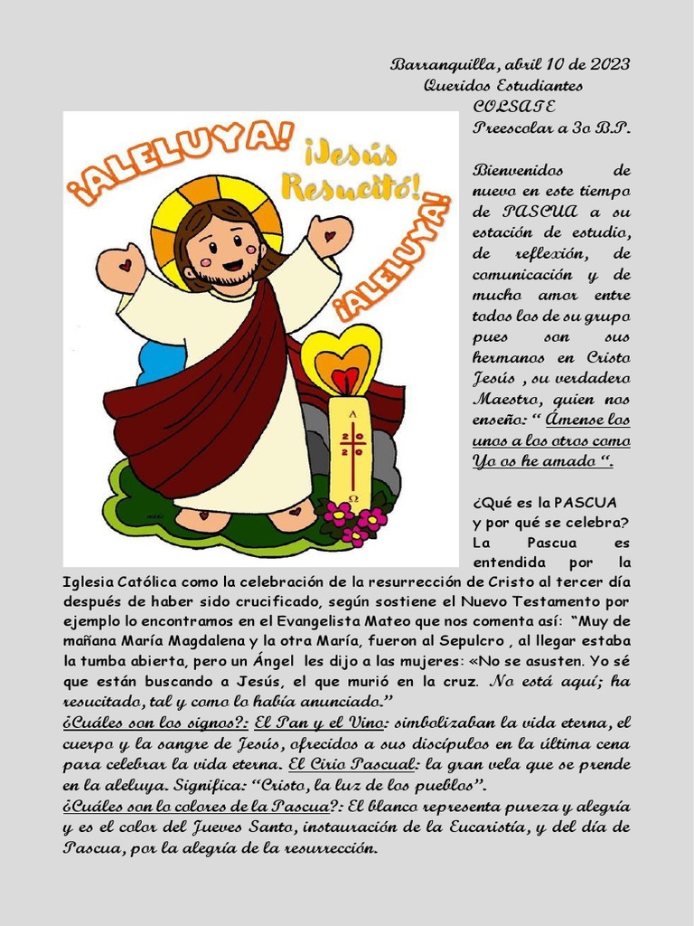 En comunicacion con mi Rectora Preescoalr a Cuarto | PDF | Pascua de ...