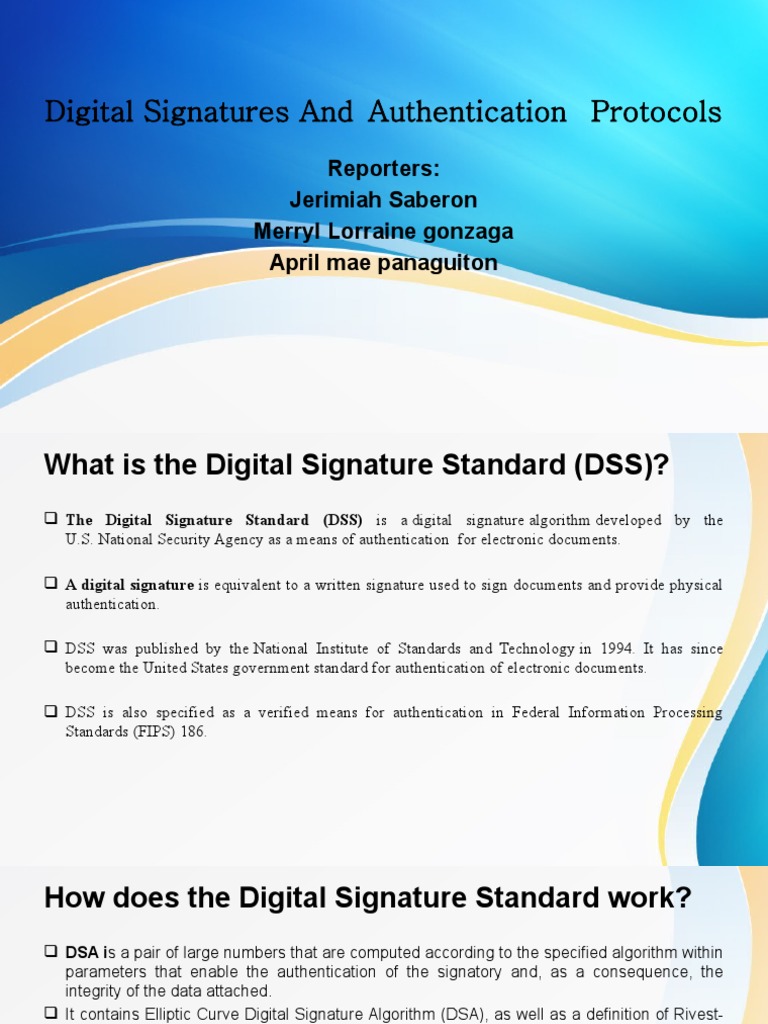 Digital Signatures and Authentication Protocols | PDF | Public Key Certificate | Authentication