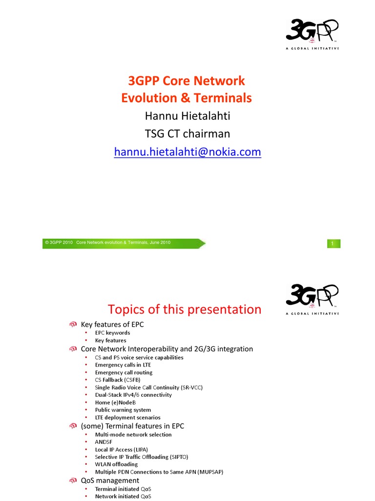 3GPP Core Network Evolution & Terminals 2010 | PDF