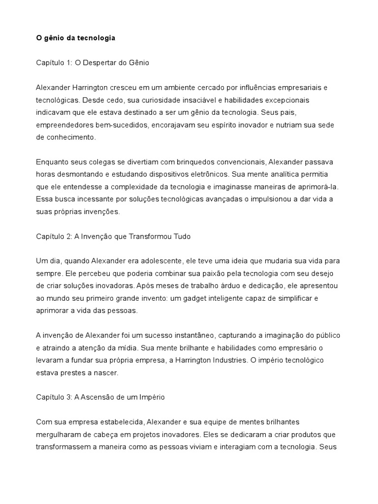 Contos de Alexander Harrington - O Gênio Da Tecnologia | PDF | Inovação ...
