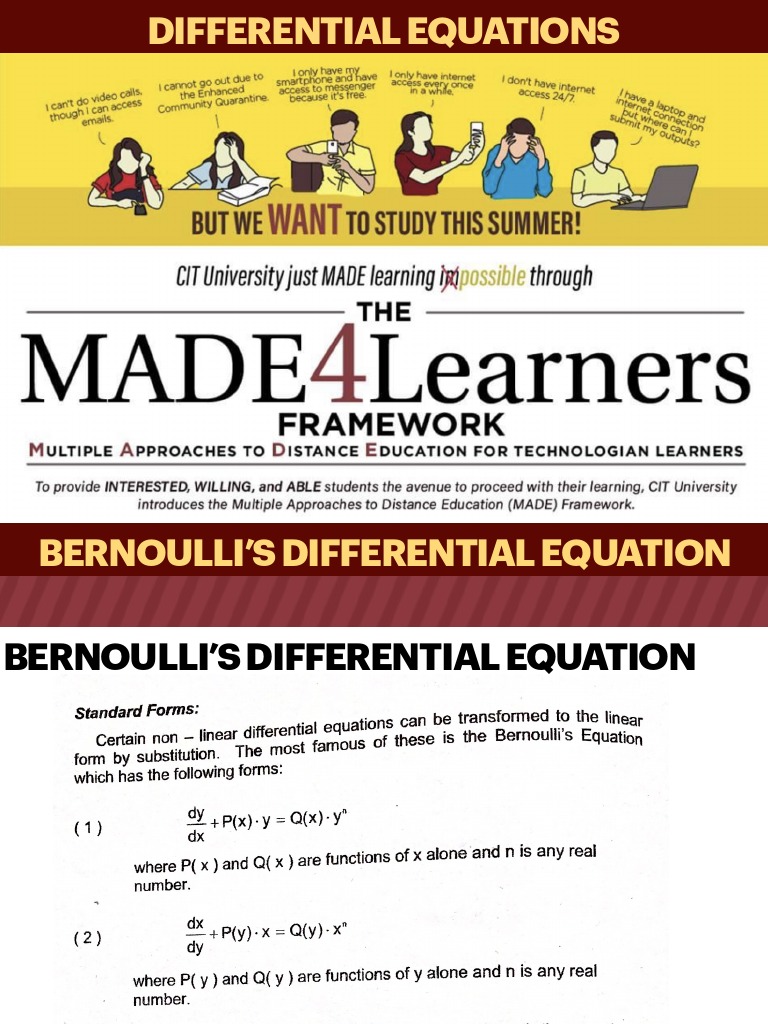 Bernoulli's Differential Equation | PDF