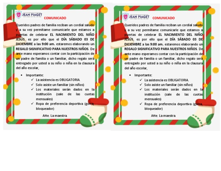 Comunicado Regalo de Navidad | PDF