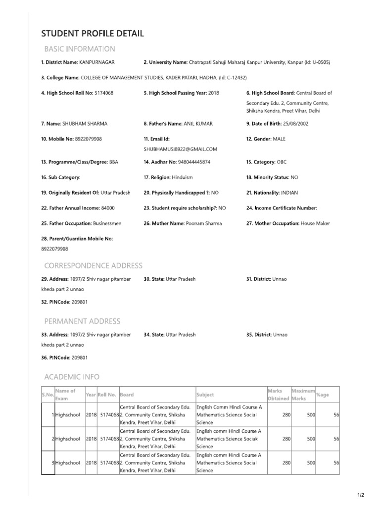 Shubham Sharma Abacus Profile | PDF