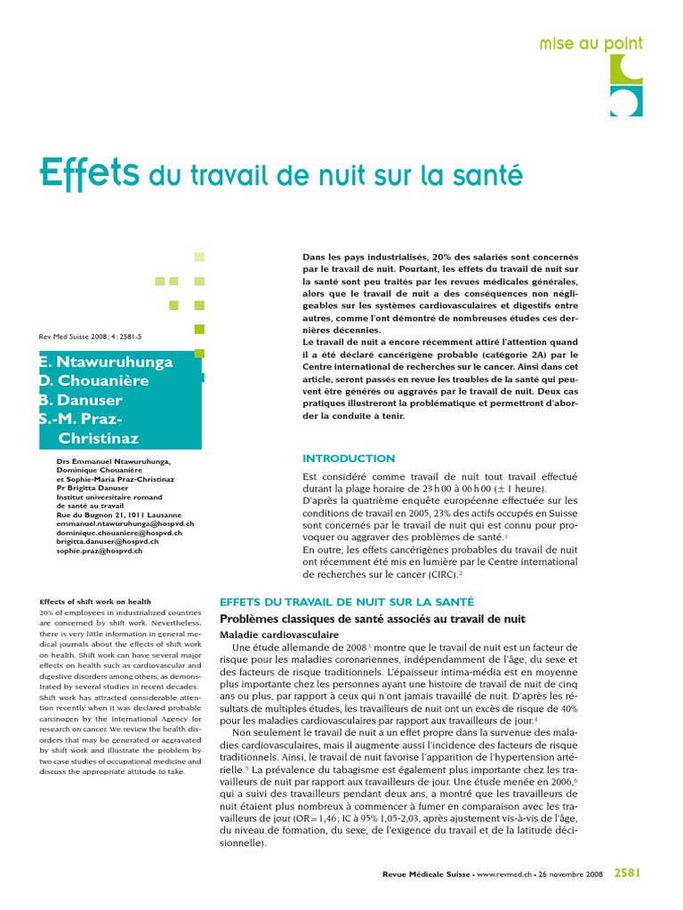 Effet Du Travail de Nuit Sur La Santé | PDF