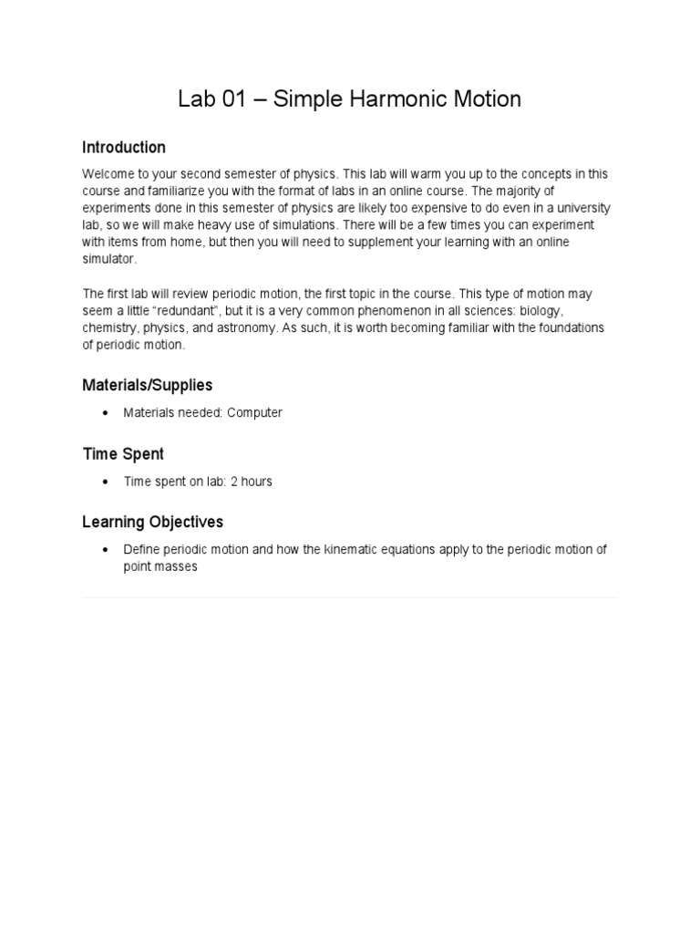 Module1 - Lab Answer Key | PDF | Mass | Potential Energy