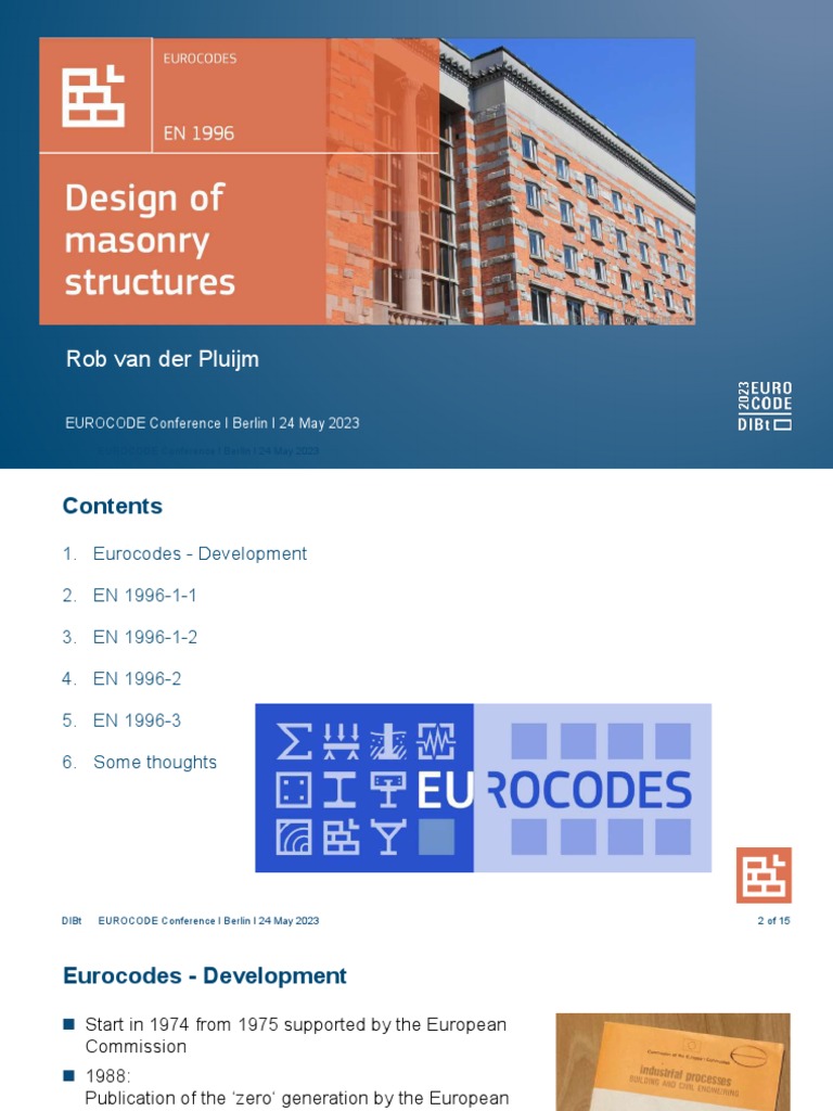 Eurocode Conference 2023 Pluijm Van Der Eurocode 6 | PDF | Masonry ...
