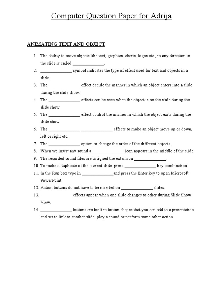 Computer Question Paper | PDF