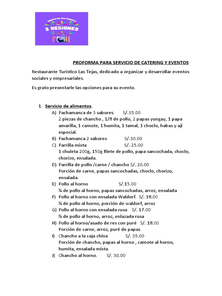 Opciones de Catering para Eventos | PDF | Cocina | Alimentos