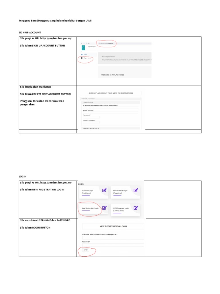 myLAM User Guideline New Registration User | PDF