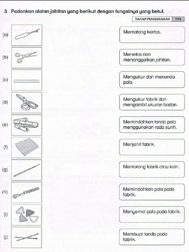 Fungsi Alatan Jahitan RBT th5 | PDF