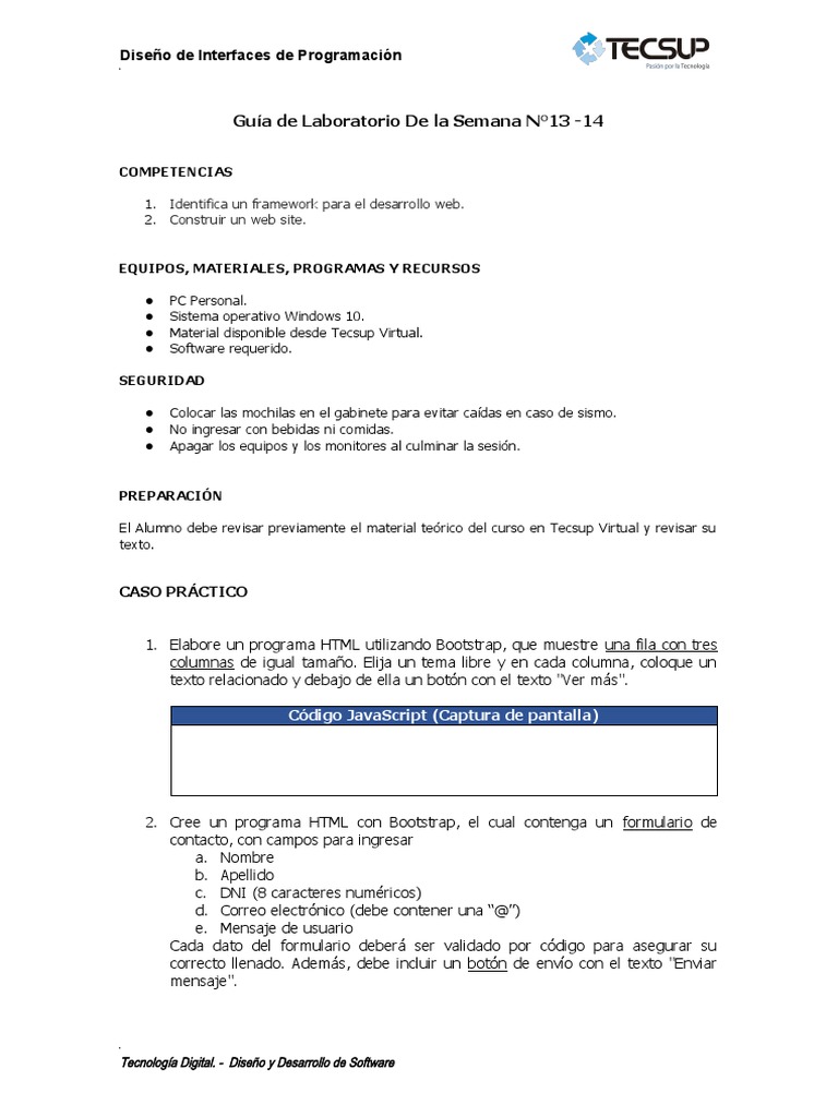 Lab 13 14 Javascript Bootstrap Pdf Bootstrap Marco Frontal Html